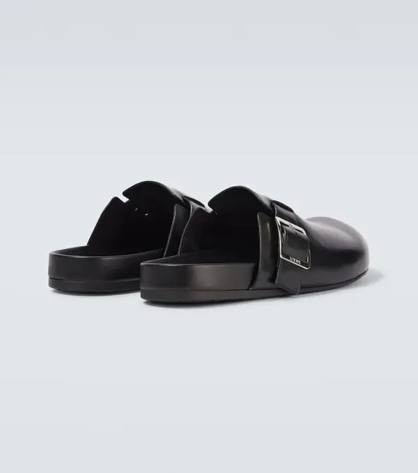 Loewe Ease Buckle Leather Mules - Black