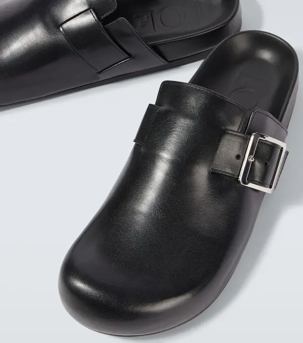 Loewe Ease Buckle Leather Mules - Black