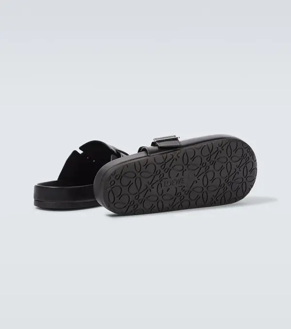 Loewe Ease Buckle Leather Mules - Black