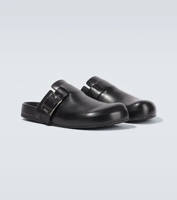 Loewe Ease Buckle Leather Mules - Black