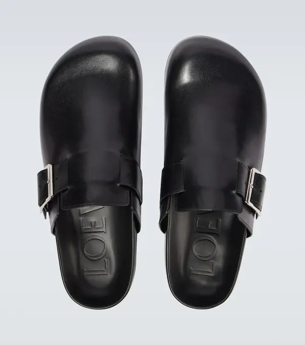 Loewe Ease Buckle Leather Mules - Black