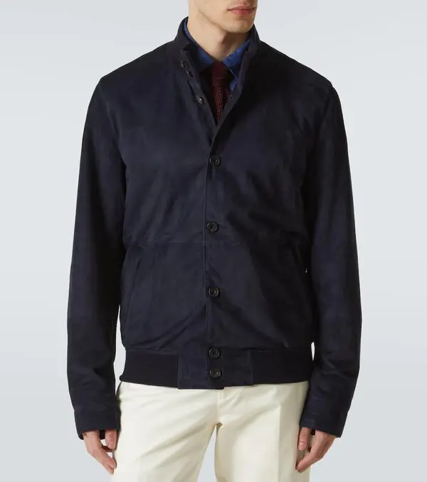 Rubinacci Suede Bomber Jacket