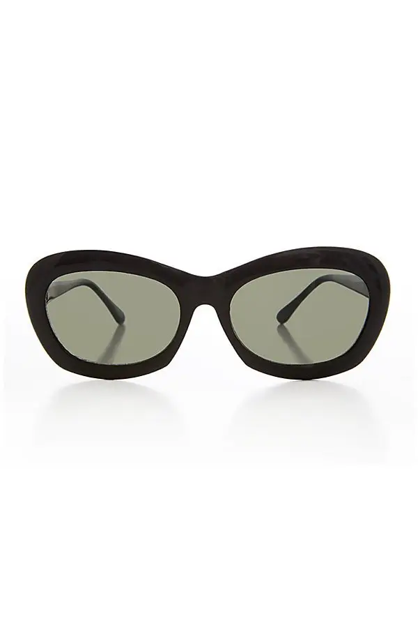 SUNGLASS MUSEUM Vintage Isla Sunglasses - Black/green Lens