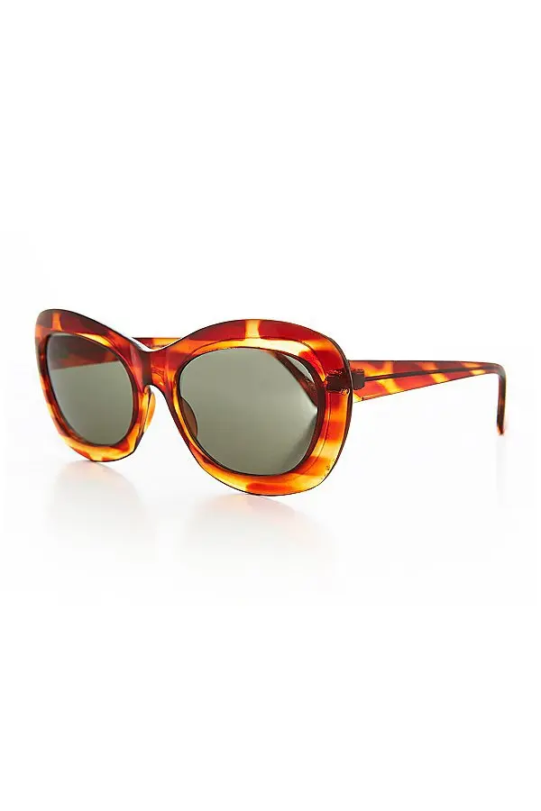 SUNGLASS MUSEUM Vintage Isla Sunglasses - Tortoise/green Lens