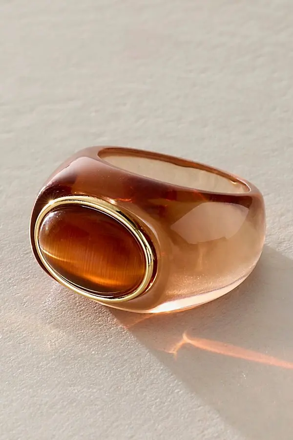 Free People Studio Resin Ring - Chocolate