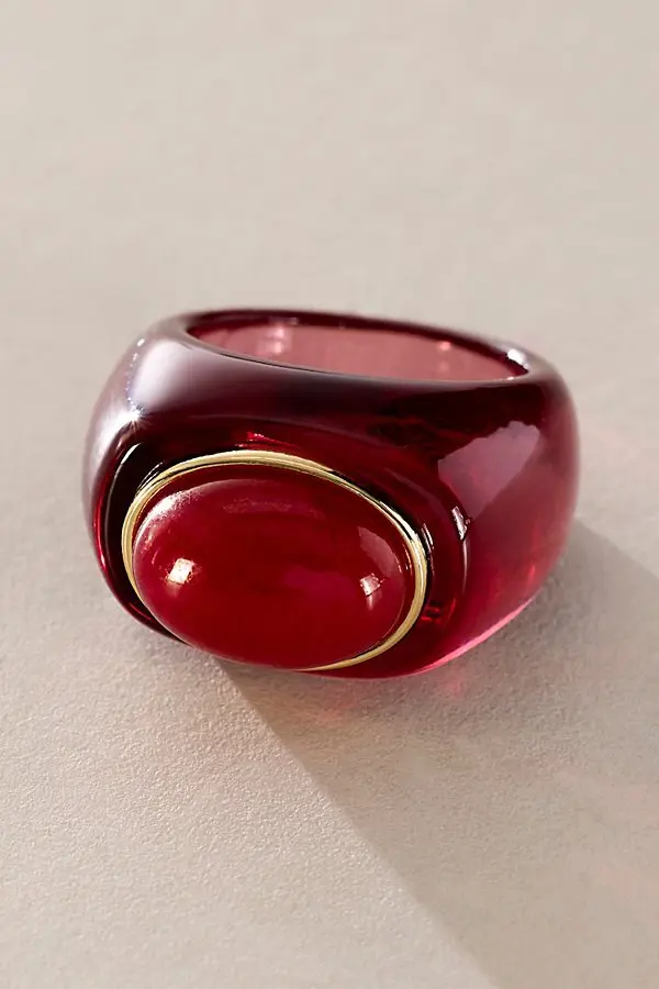 Free People Studio Resin Ring - Deep Pink