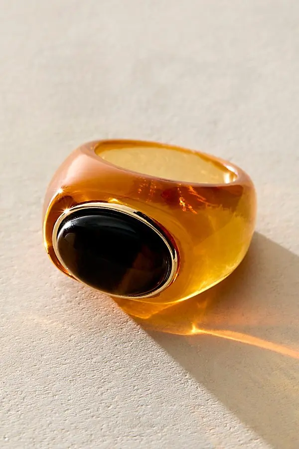 Free People Studio Resin Ring - Orange/tigers Eye