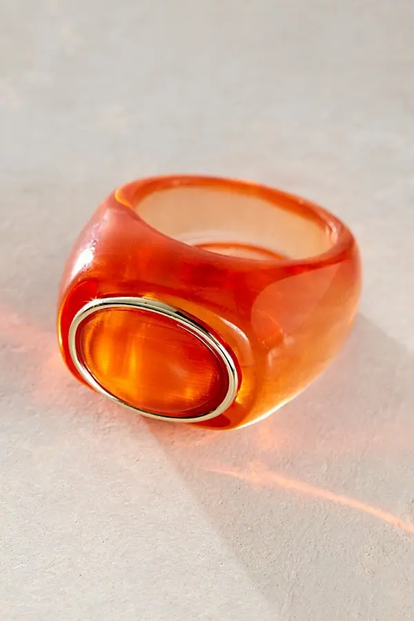 Free People Studio Resin Ring - Papaya