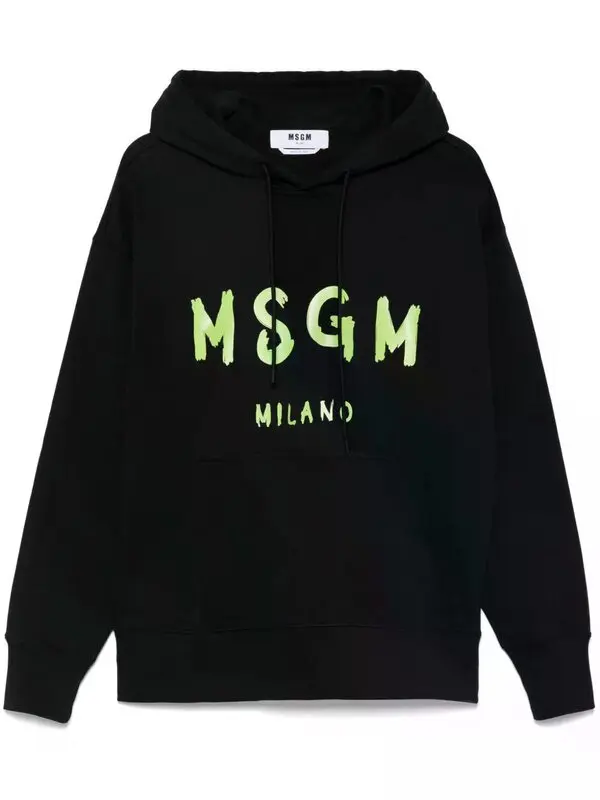 MSGM Logo Print Hoodie - Black