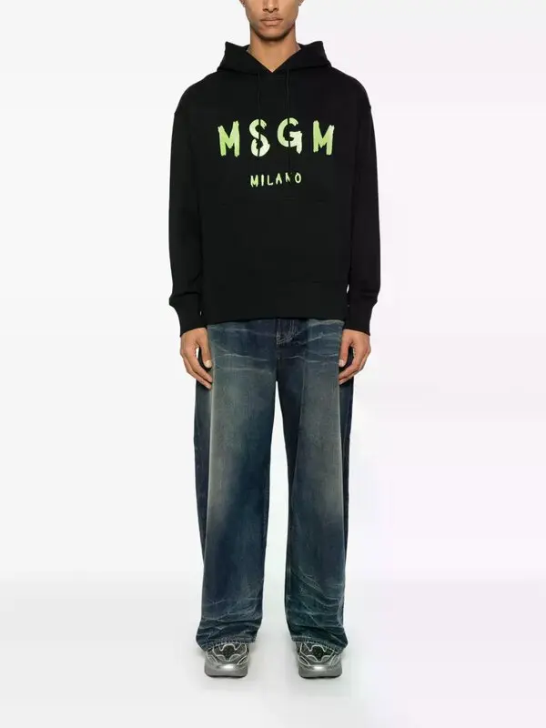 MSGM Logo Print Hoodie - Black