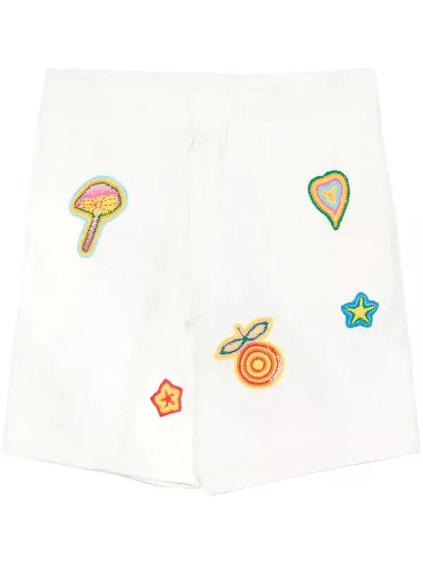 Casablanca Patch-detailing Crochet Shorts - White