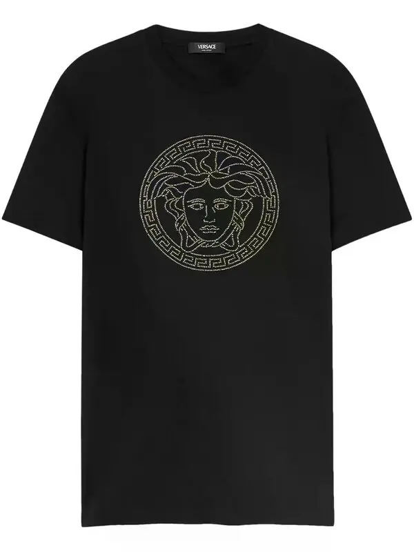 Versace Medusa Embellished T-shirt - Black