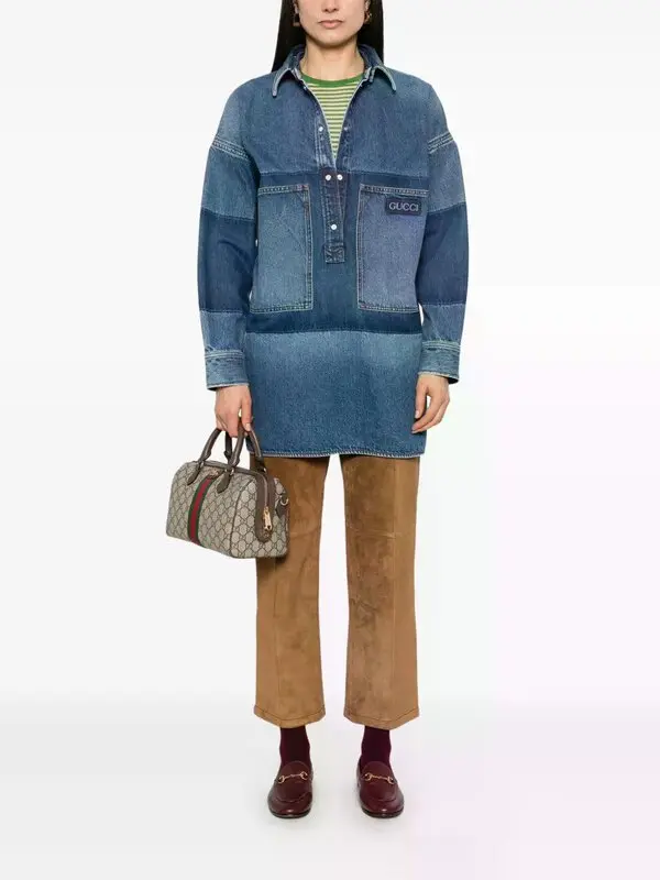 Gucci Lasered Denim Mini Dress - Blue | Editorialist