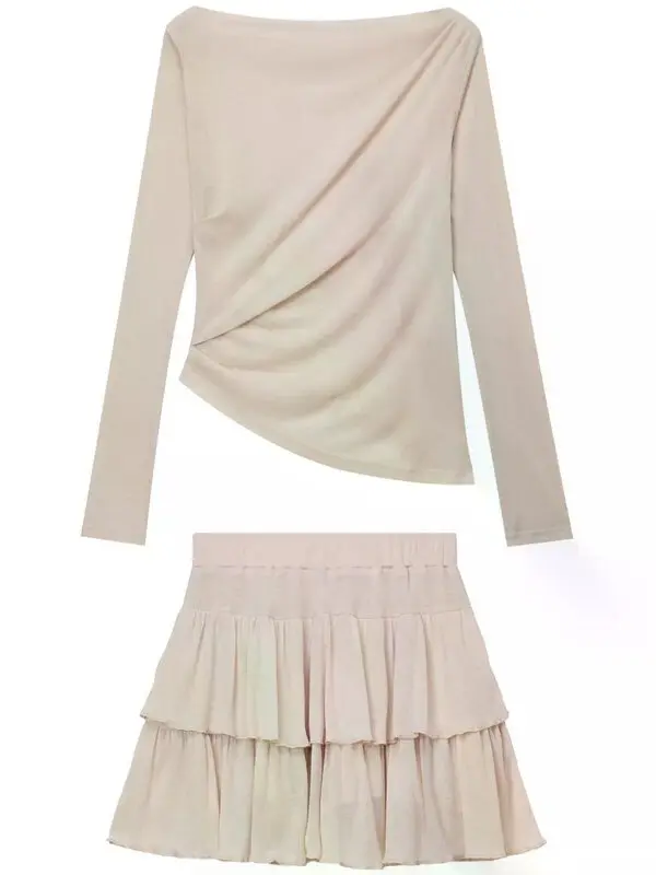 B+AB Ruffled Mini Skirt - Neutrals