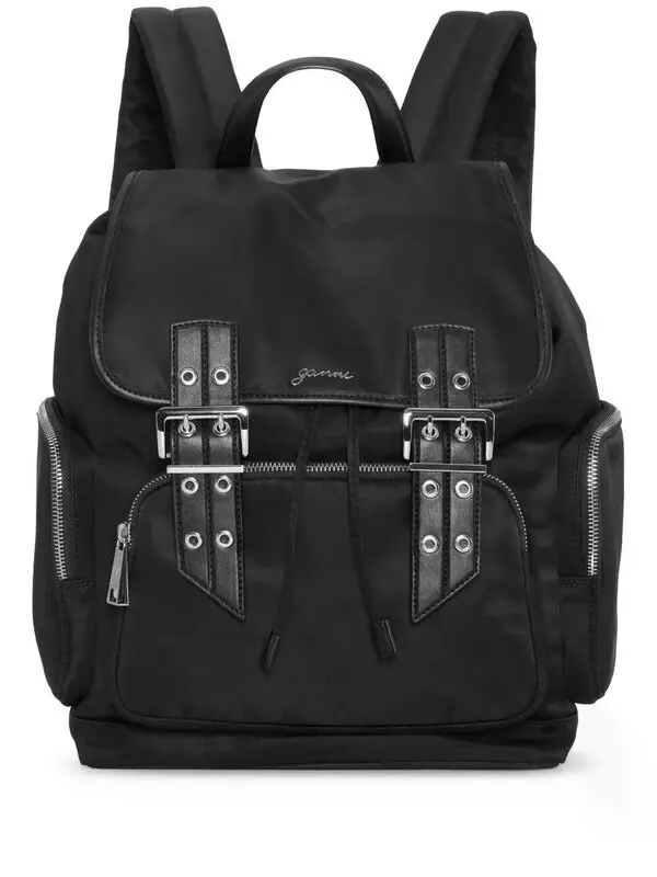 GANNI Bucky Logo-plaque Backpack - Black
