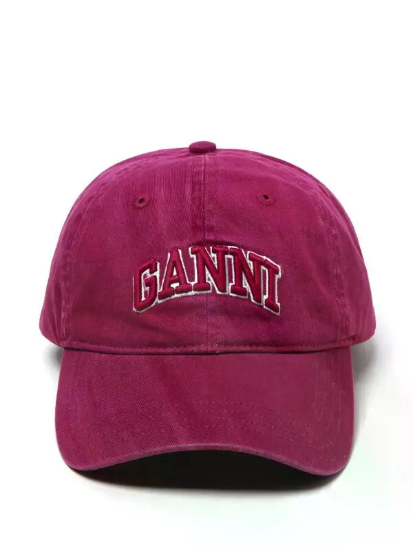 GANNI Logo-embroidered Baseball Cap - Red