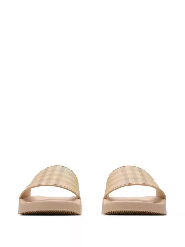 Burberry Checkered Pool Slides - Neutrals
