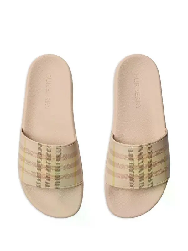 Burberry Checkered Pool Slides - Neutrals