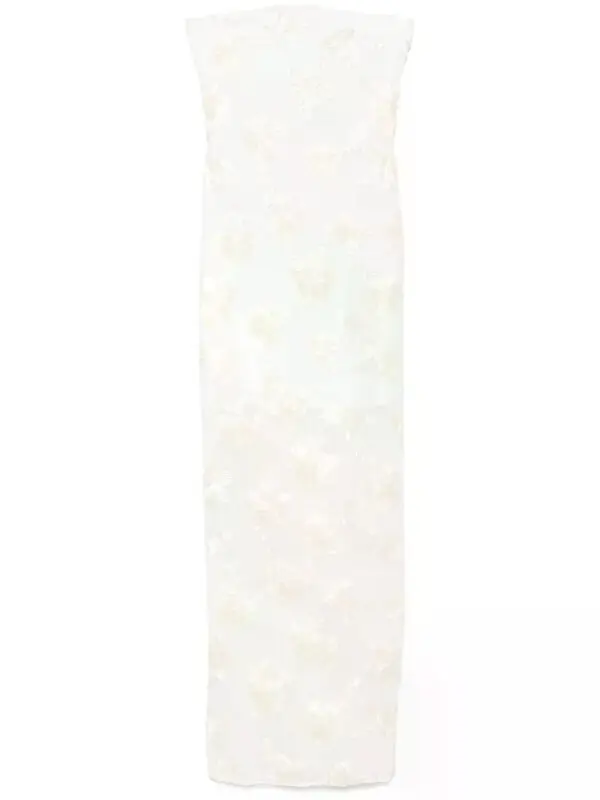 Remain Birger Christensen Floral-appliqué Tulle Maxi Dress - White