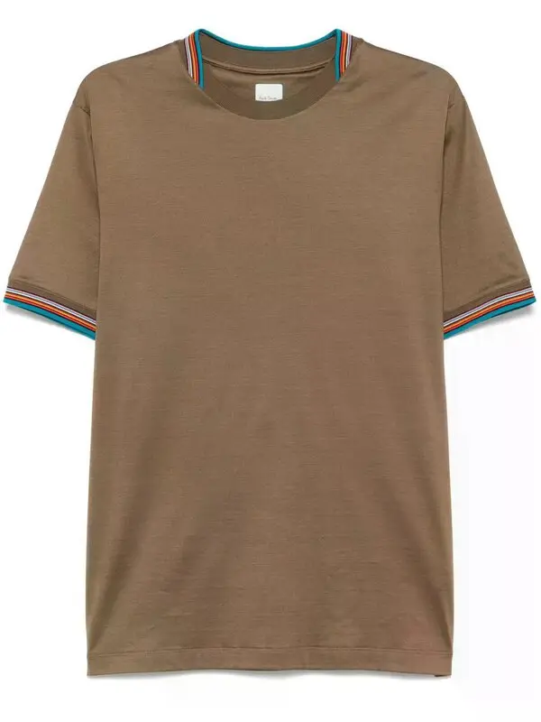Paul Smith Signature-stripe Cotton T-shirt - Brown