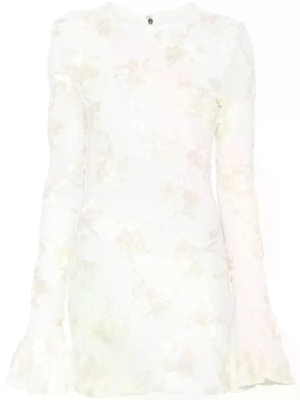 ROTATE BY BIRGER CHRISTENSEN Flower-mesh Mini Dress - Neutrals