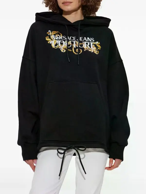 Versace Logo-appliqué Hoodie - Black