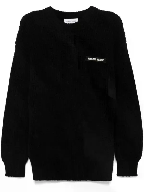 MARINE SERRE Crewneck Sweater - Black