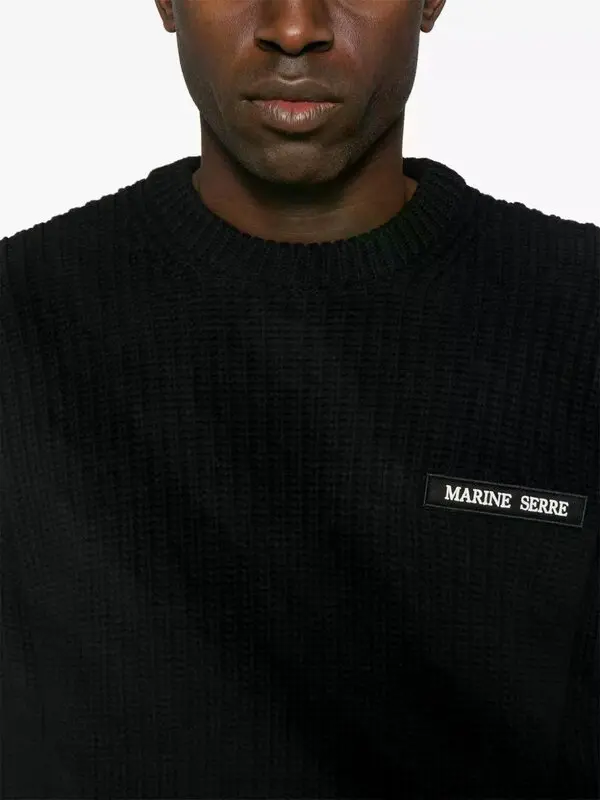 MARINE SERRE Crewneck Sweater - Black