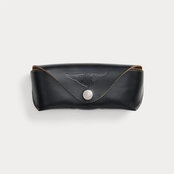 Ralph Lauren Leather Eyeglass Case - Black Over Brown