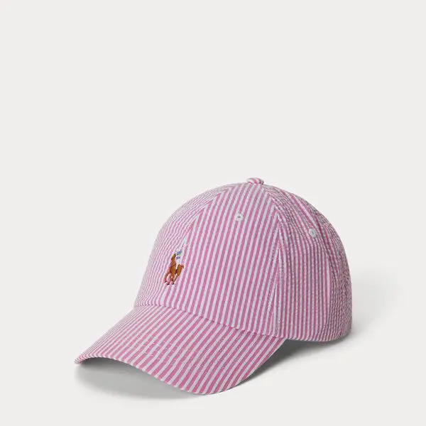 Ralph Lauren Seersucker Cap - Resort Rose Seersucker