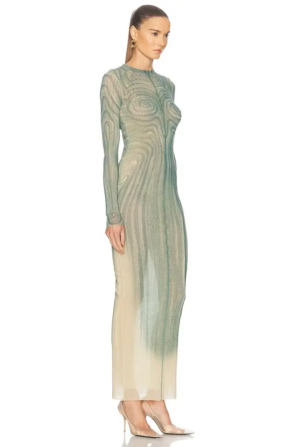 Jean Paul Gaultier Spiral Long Dress - Ecru & Aqua