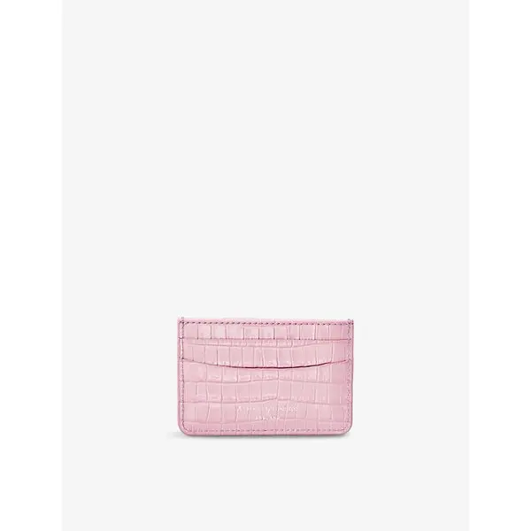 ASPINAL OF LONDON Slim Shield Logo Leather Card Holder - Lilac