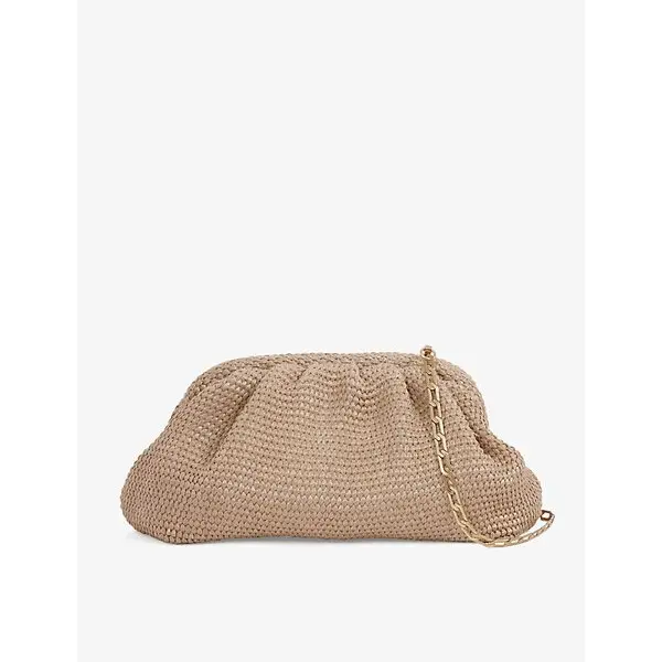 REISS Raffia Clutch Bag - Natural