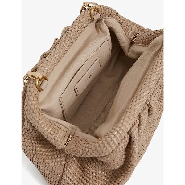 REISS Raffia Clutch Bag - Natural