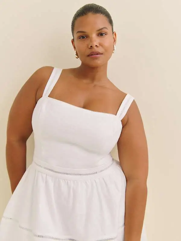 Reformation Everett Linen Midi Dress - Ivory | Editorialist