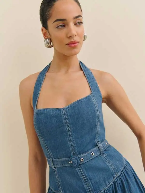 REFORMATION Lilith Denim Midi Dress
