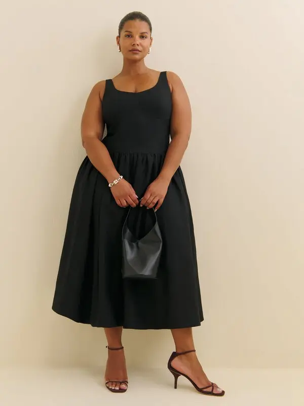 Reformation Roslyn Linen Midi Dress In Black - 70% Off | Editorialist
