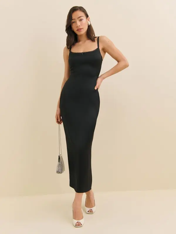 REFORMATION Lucy Satin Dress - Black