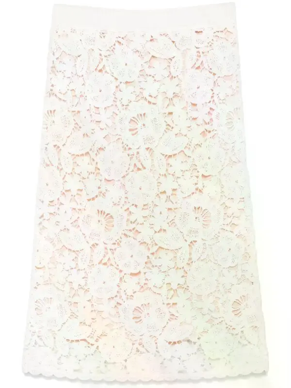 P.a.r.o.s.h Embroidered Midi Skirt - White
