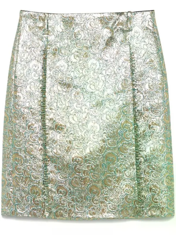 N°21 Metallic Floral Print Midi Skirt - Gold