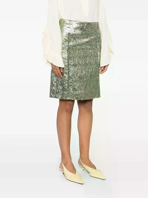 N°21 Metallic Floral Print Midi Skirt