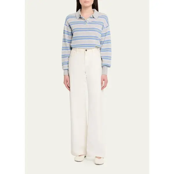 Guest In Residence Collegiate Stripe Cashmere Polo - Sprinkle C
