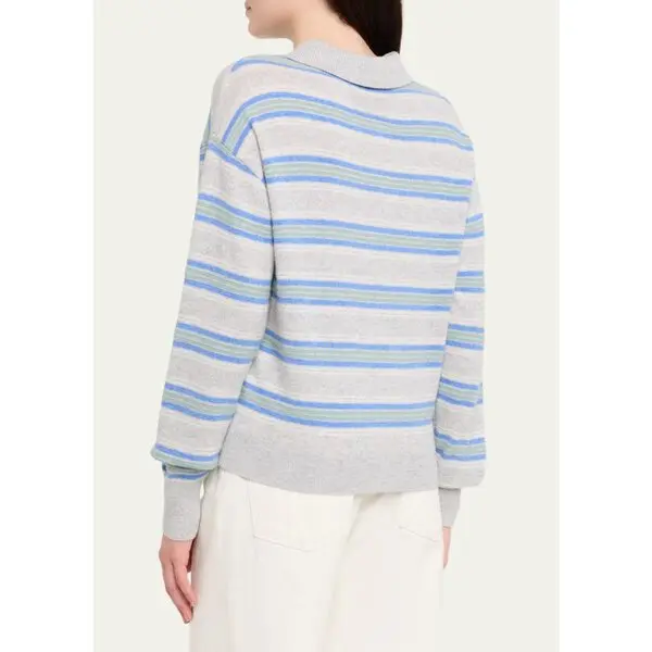 Guest In Residence Collegiate Stripe Cashmere Polo - Sprinkle C