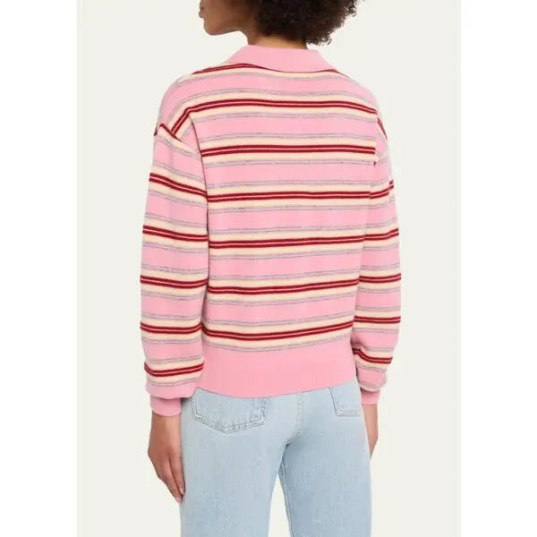 Guest In Residence Collegiate Stripe Cashmere Polo - Sprinkle C
