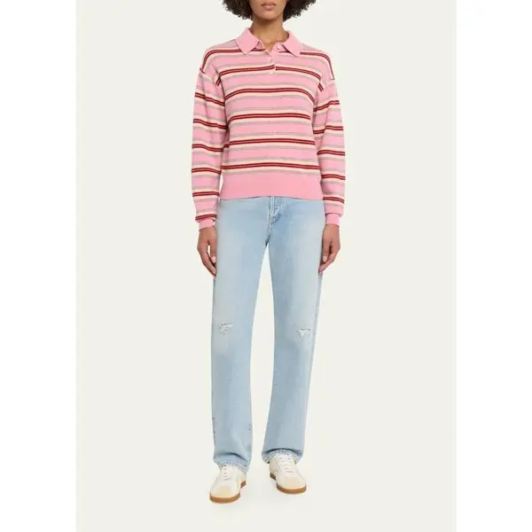 Guest In Residence Collegiate Stripe Cashmere Polo - Sprinkle C