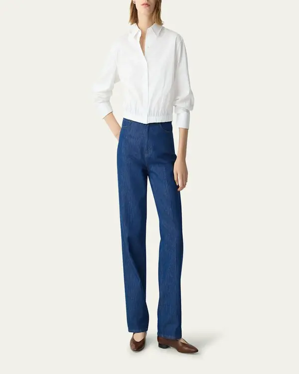 Theory Fixed-sleeve Poplin Shirt - White