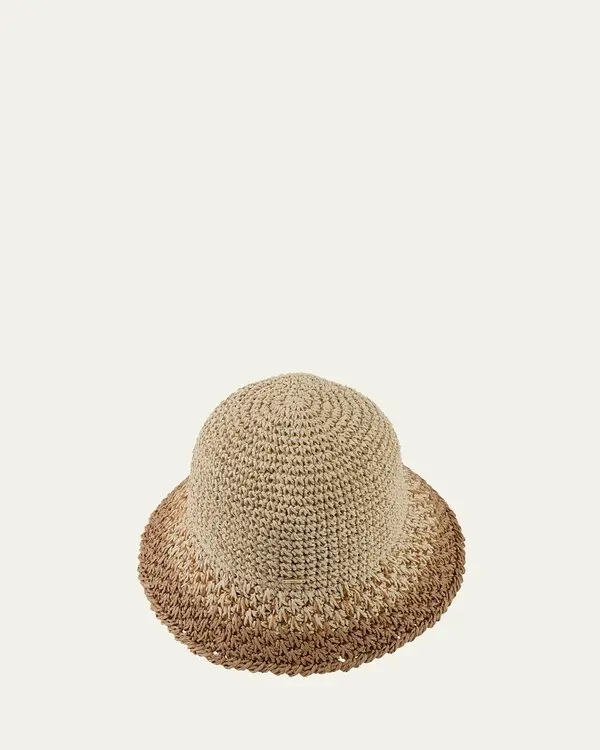 NWT Eugenia Kim Bailey Two-Tone Crochet Paper Bucket Hat in Beige and Brown New Eugenia Kim Bailey Two-Tone Crochet Bucket Hat | Neiman Marcus main image 3