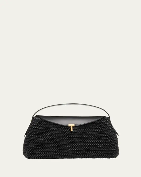 TOTEME T-lock Woven Leather Top-handle Bag - Black