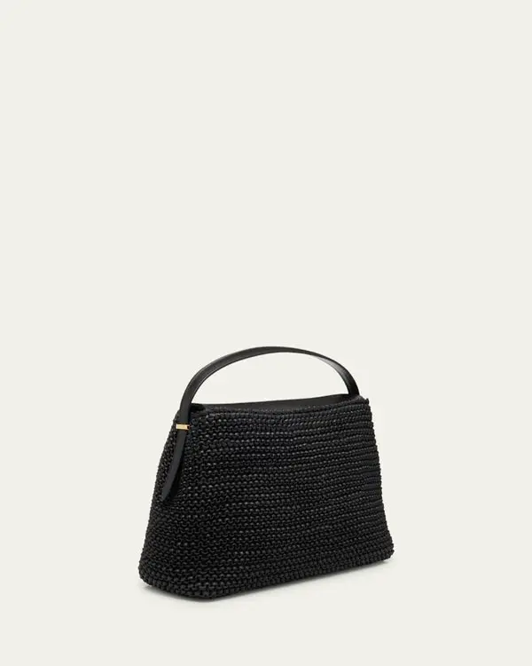 TOTEME T-lock Woven Leather Top-handle Bag - Black