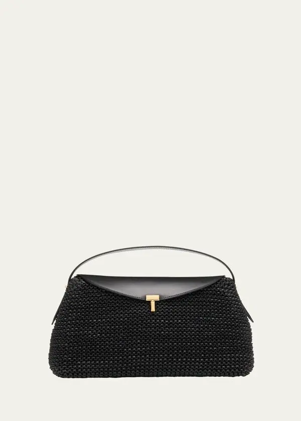 TOTEME T-lock Woven Leather Top-handle Bag - Black